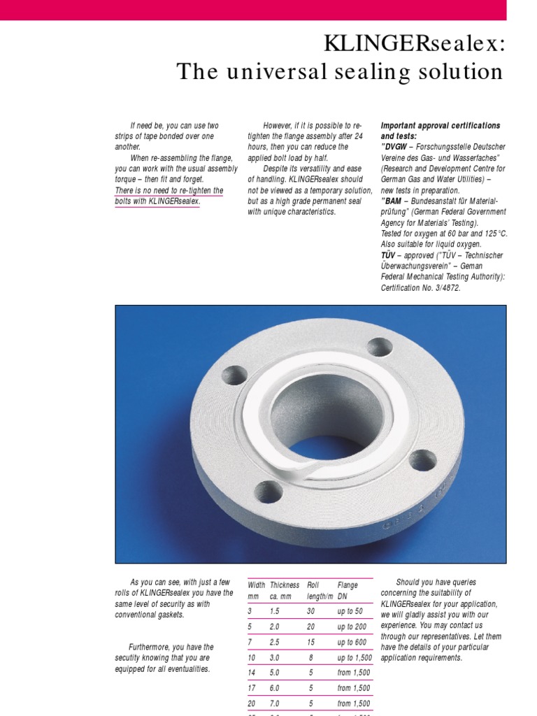 Klinger Sealex | PDF | Screw | Industries
