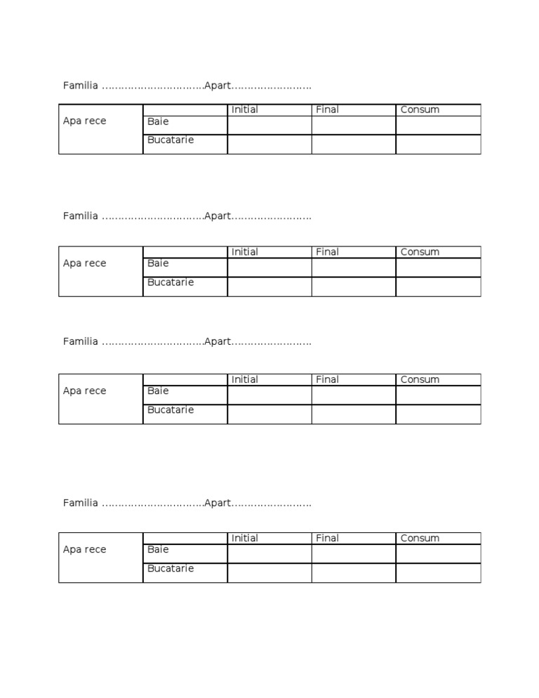 Formular Raportare Consum Apa | PDF