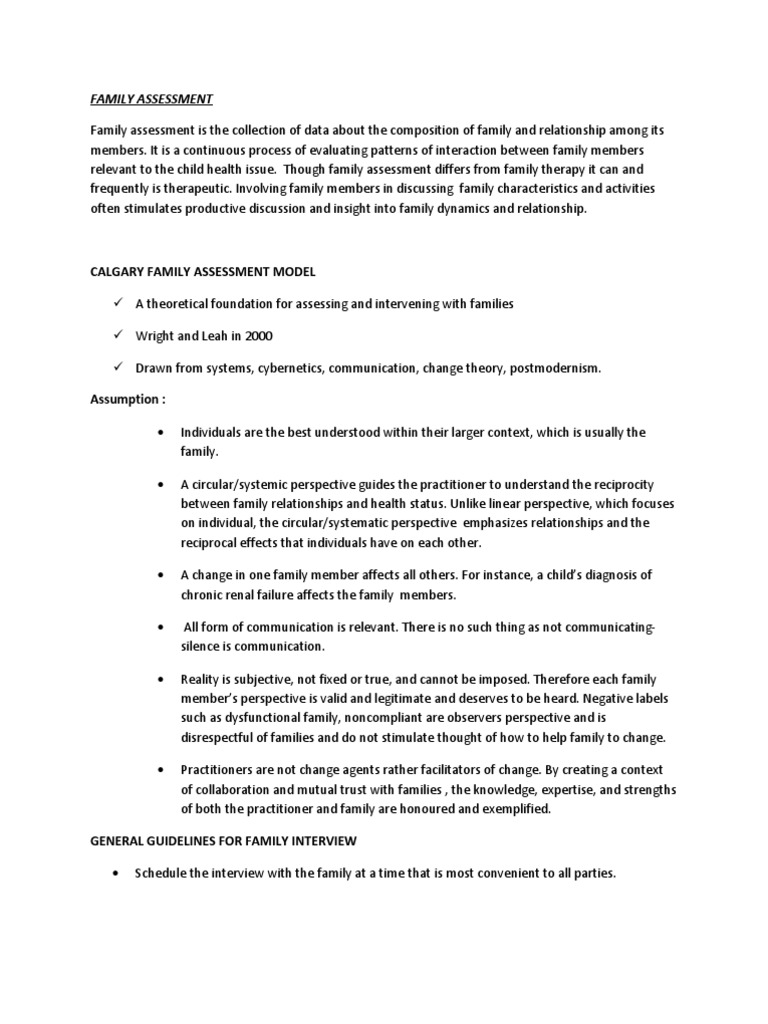 Family Assessment | PDF | Family | Interpersonal Relationships