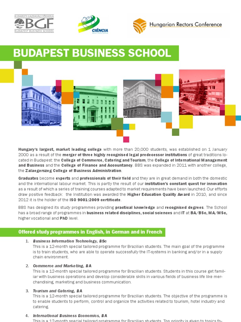 Budapest Business School: Offered Study Programmes in English, in ...