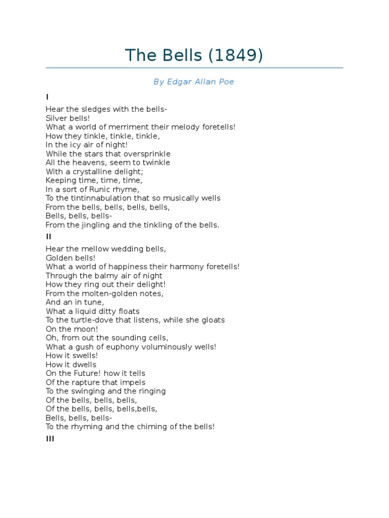 The Bells by Edgar Allan Poe | PDF