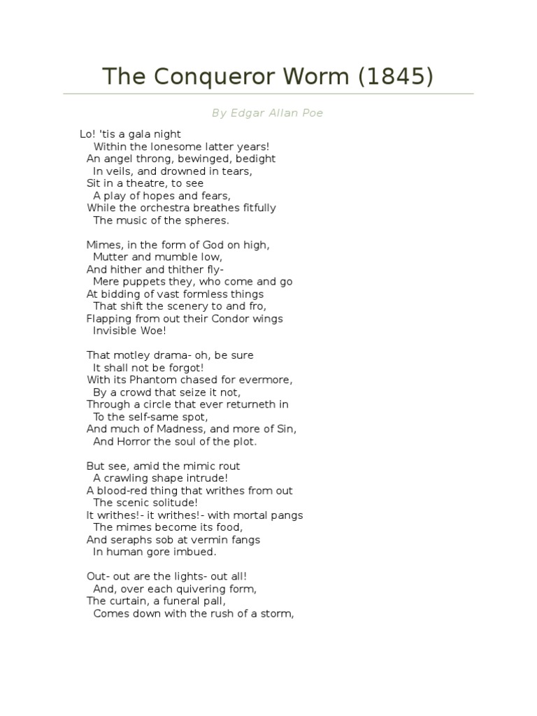 The Conqueror Worm by Edgar Allan Poe | PDF