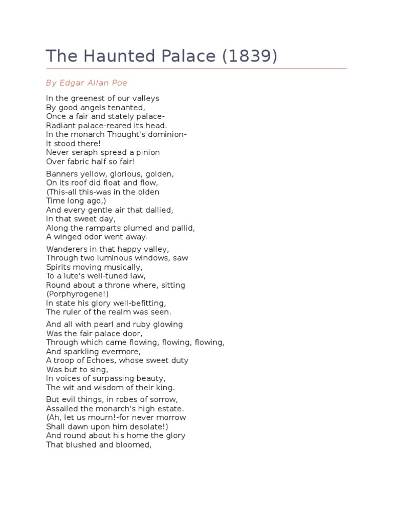 The Haunted Palace by Edgar Allan Poe