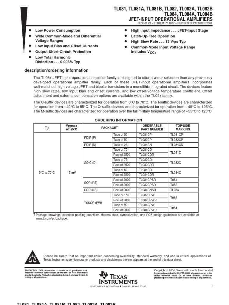 Tl084 Amplificador Operacional para Etapa Pre Amp Amplificador Bunker ...