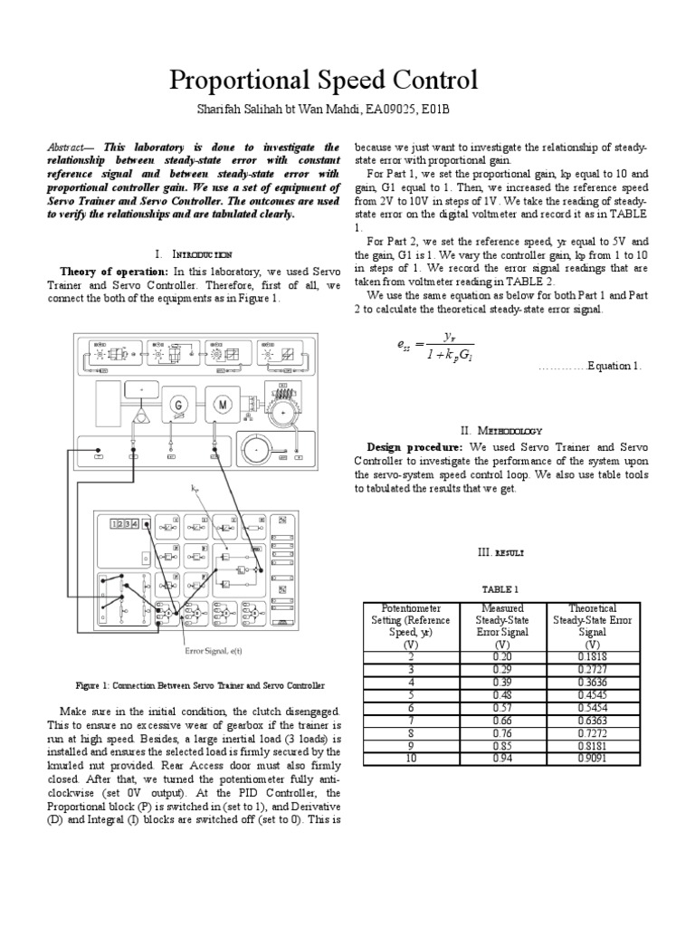 Proportional Speed Control | PDF | Systems Science | Systems Theory