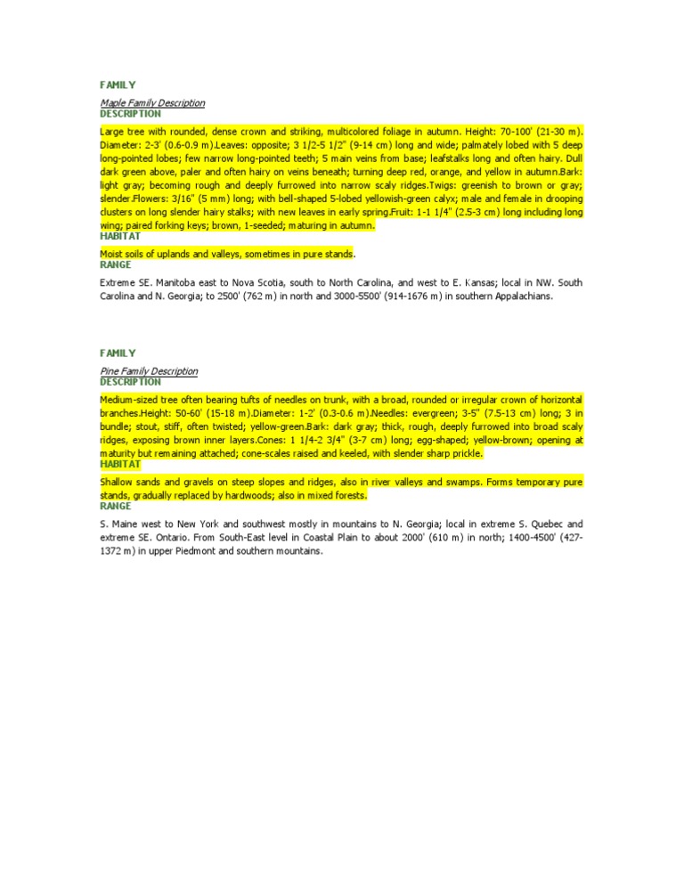 Maple vs. Pine Tree Characteristics | PDF