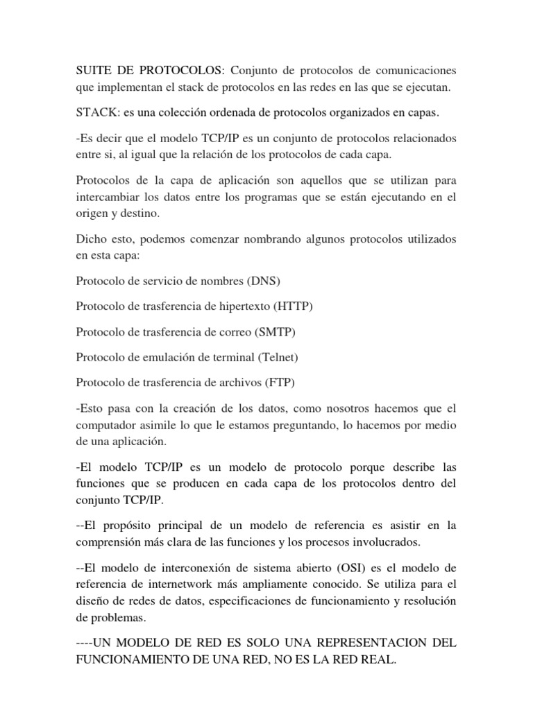 Suite de Protocolos | PDF | Protocolos de comunicaciones | Protocolos ...