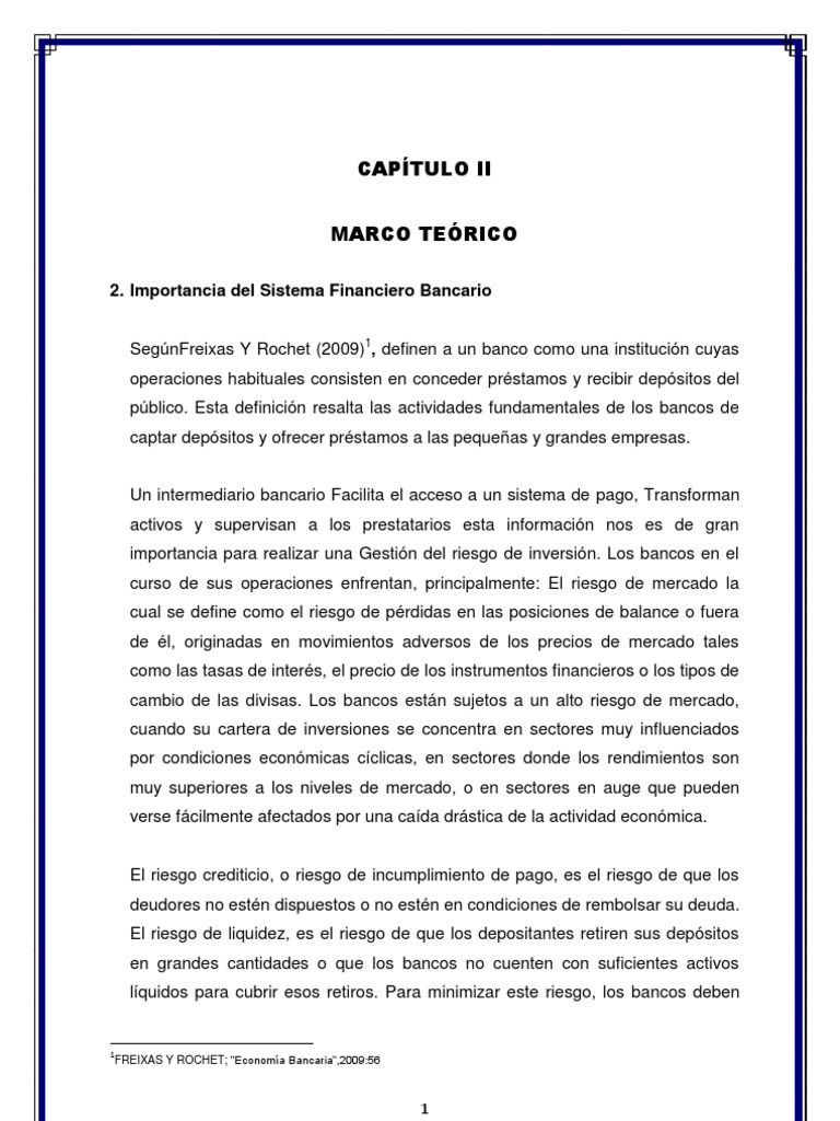 Modelo de Marco Teorico e Hipotesis | Riesgo crediticio | Bancos