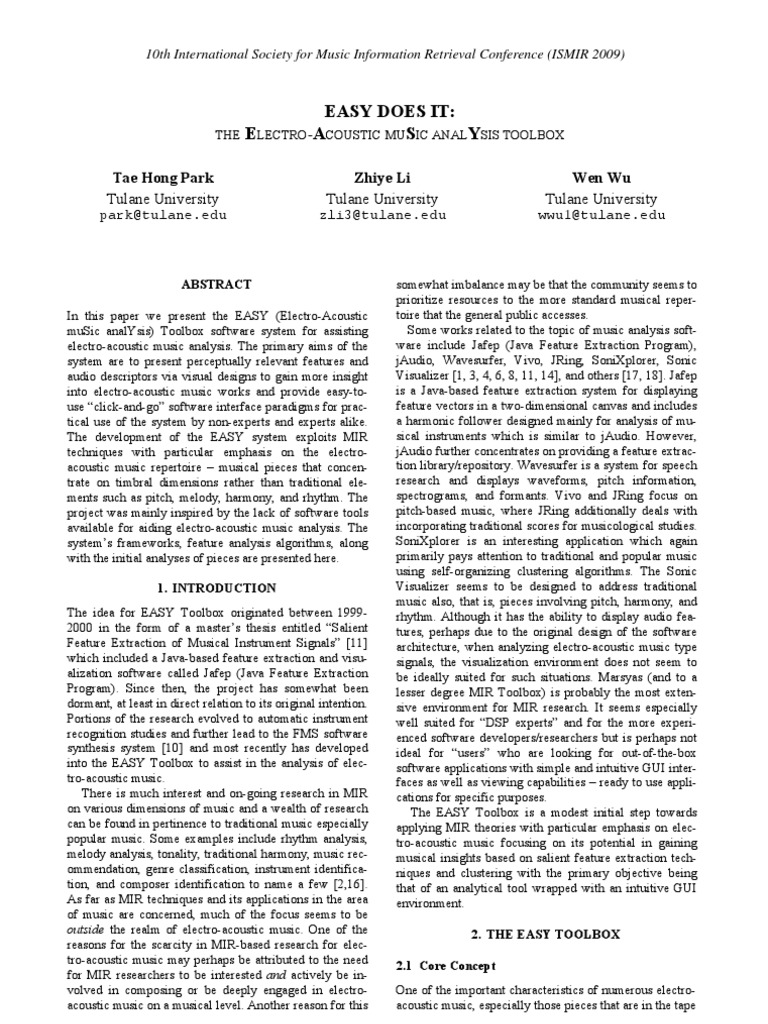 The Electro-Acoustic Music Analysis Toolbox | PDF | Computers