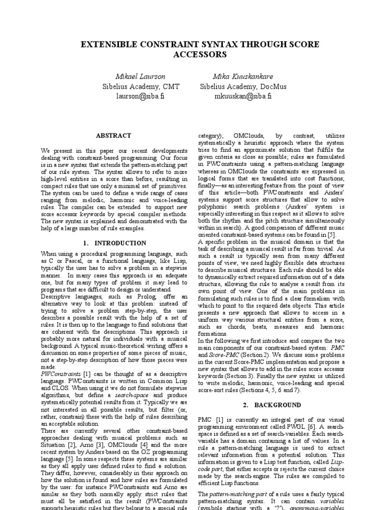 Extensible Constraint Syntax | PDF | Harmony | Parameter (Computer Programming)