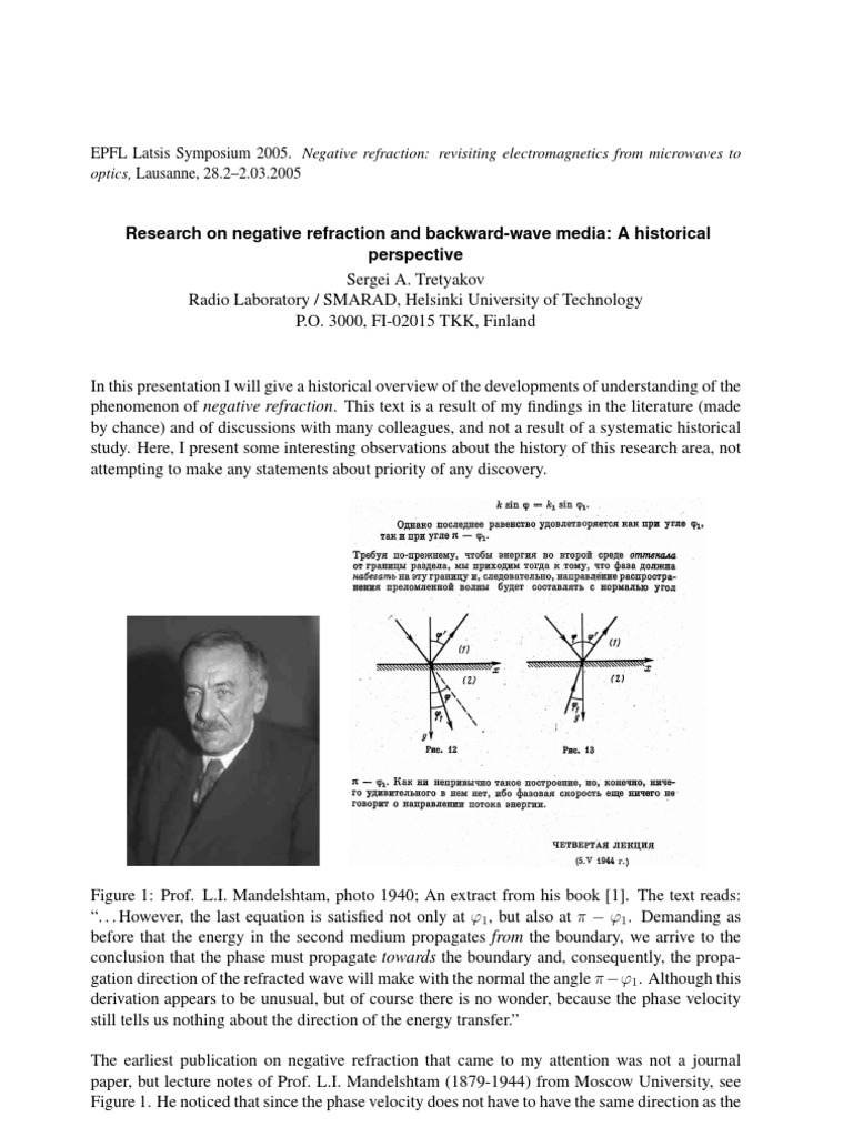 Negative Refraction History | PDF | Refraction | Waves