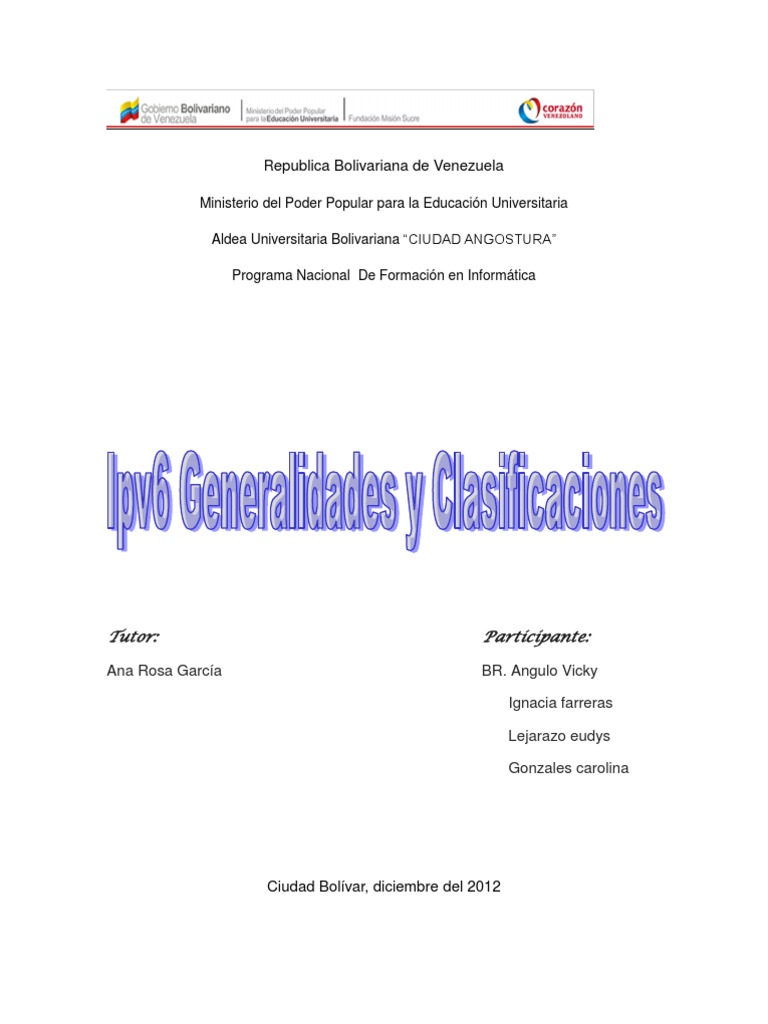 Ipv6 Generalizaciones y Clasificaciones | PDF | Yo Pv6 | Protocolos de internet