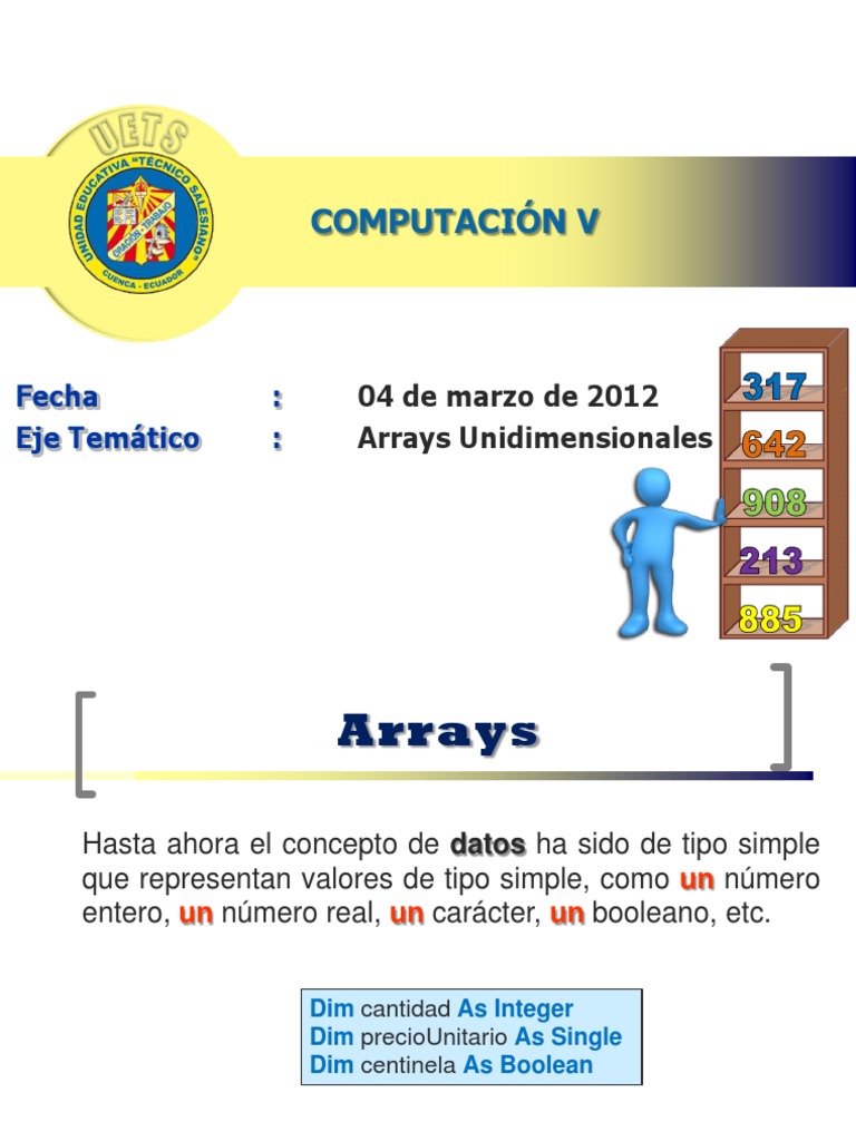 Arrays Unidimensionales en Visual Basic | PDF | Estructura de datos de ...