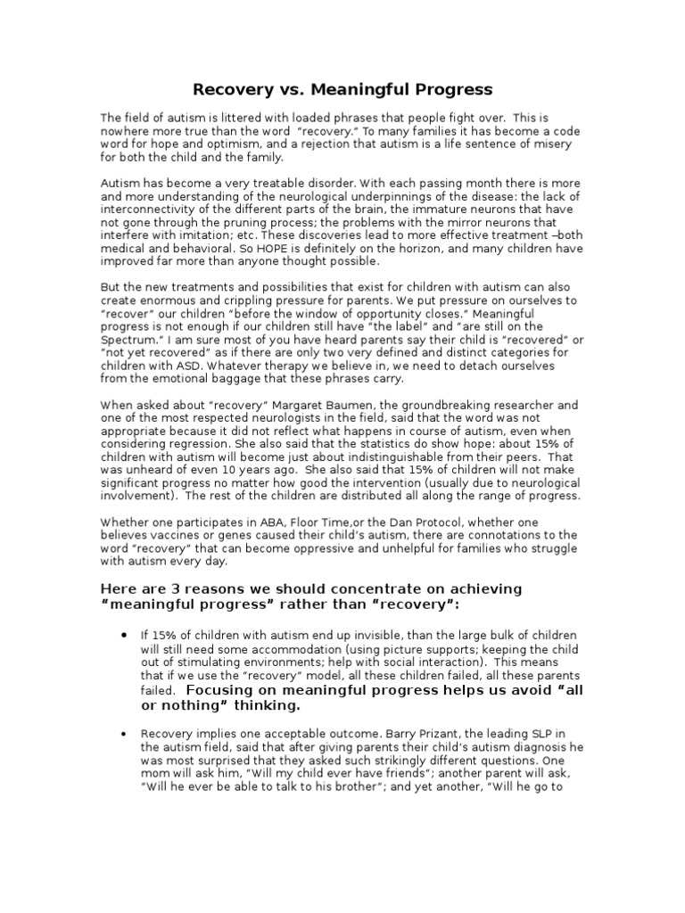 Lana Randall's Recovery Article | PDF | Autism | Autism Spectrum