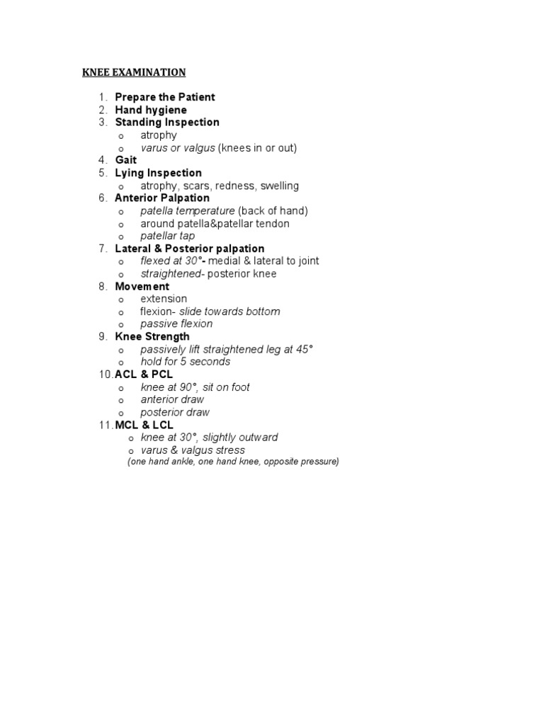 Comprehensive Knee Examination Guide | PDF