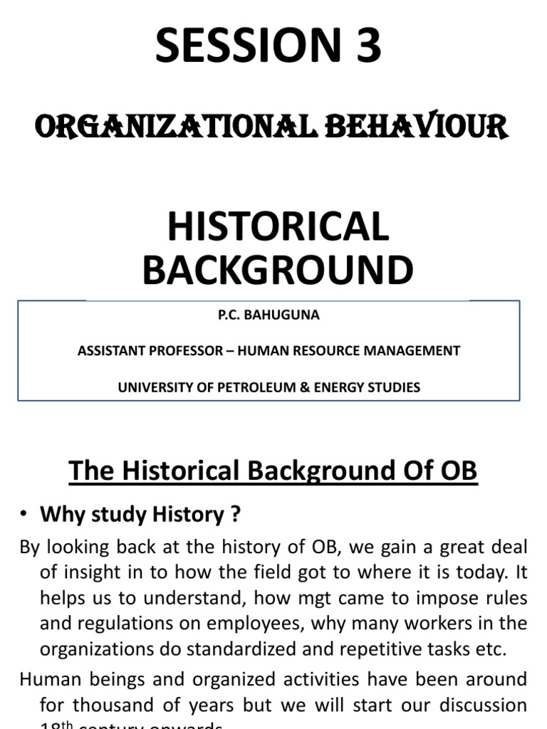 OB Historical Background 1 | PDF | Organizational Behavior | Division ...