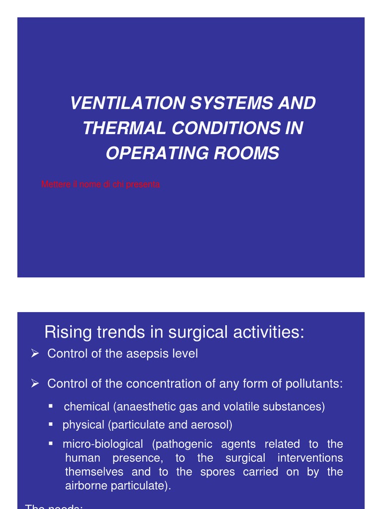 Ventilation Systems and Thermal Conditions in Operating Rooms | PDF