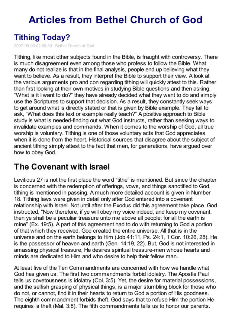 Bethel Church of God | PDF | Tithe | Abraham