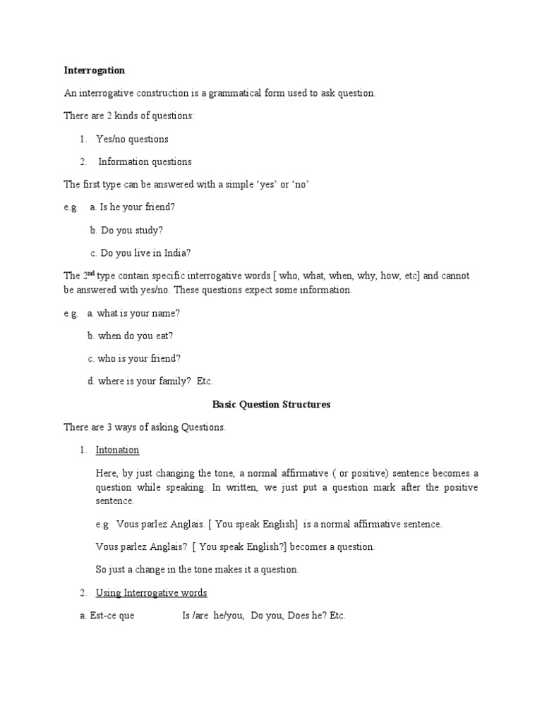 Interrogation | Question | Onomastics