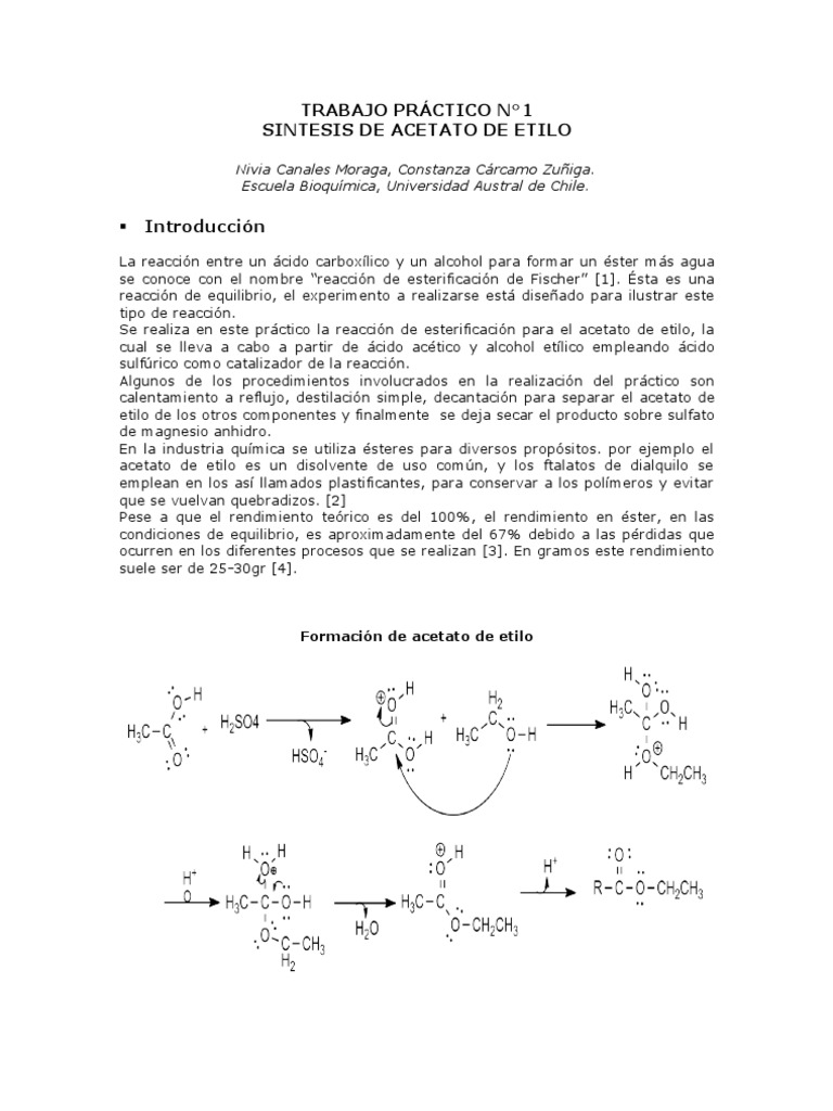 Síntesis de Acetato de Etilo | PDF | Destilación | Química Orgánica