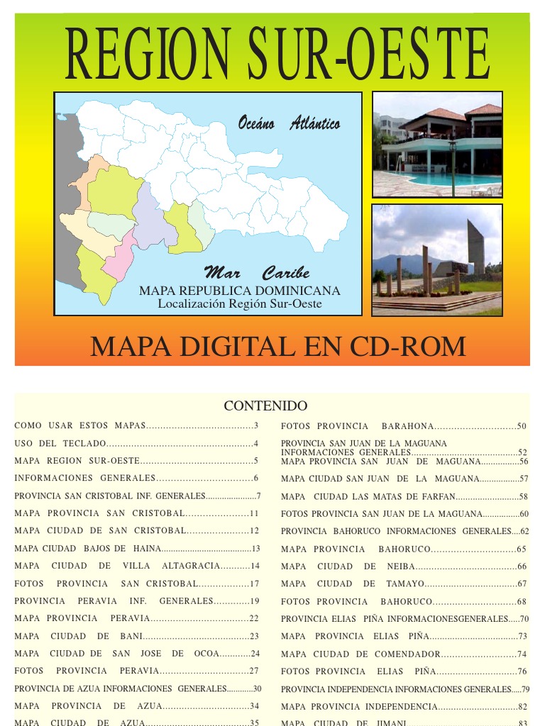 Mapa Region Sur-Oeste Republica Dominicana | Naturaleza