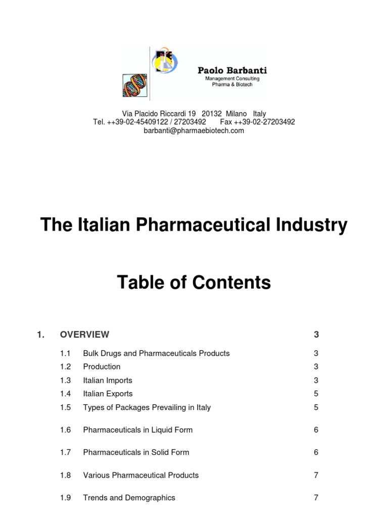 The Italian Pharmaceutical Industry | PDF | Pharmacy | Pharmaceutical Drug