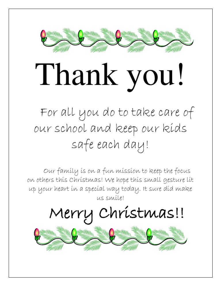Christmas Gratitude for School Staff | PDF