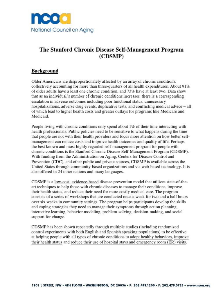 The Stanford Chronic Disease Self-Management Program (CDSMP) | PDF ...