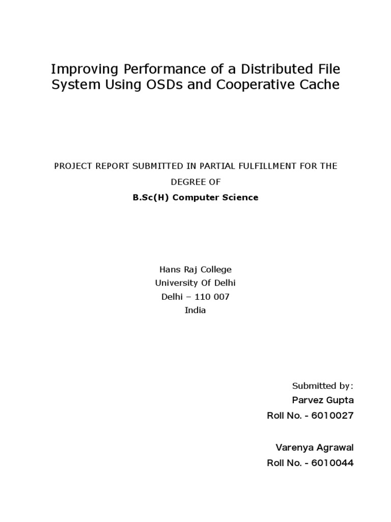 Improving Performance of Distributed File System - ZFS | PDF | Cache (Computing) | Scalability