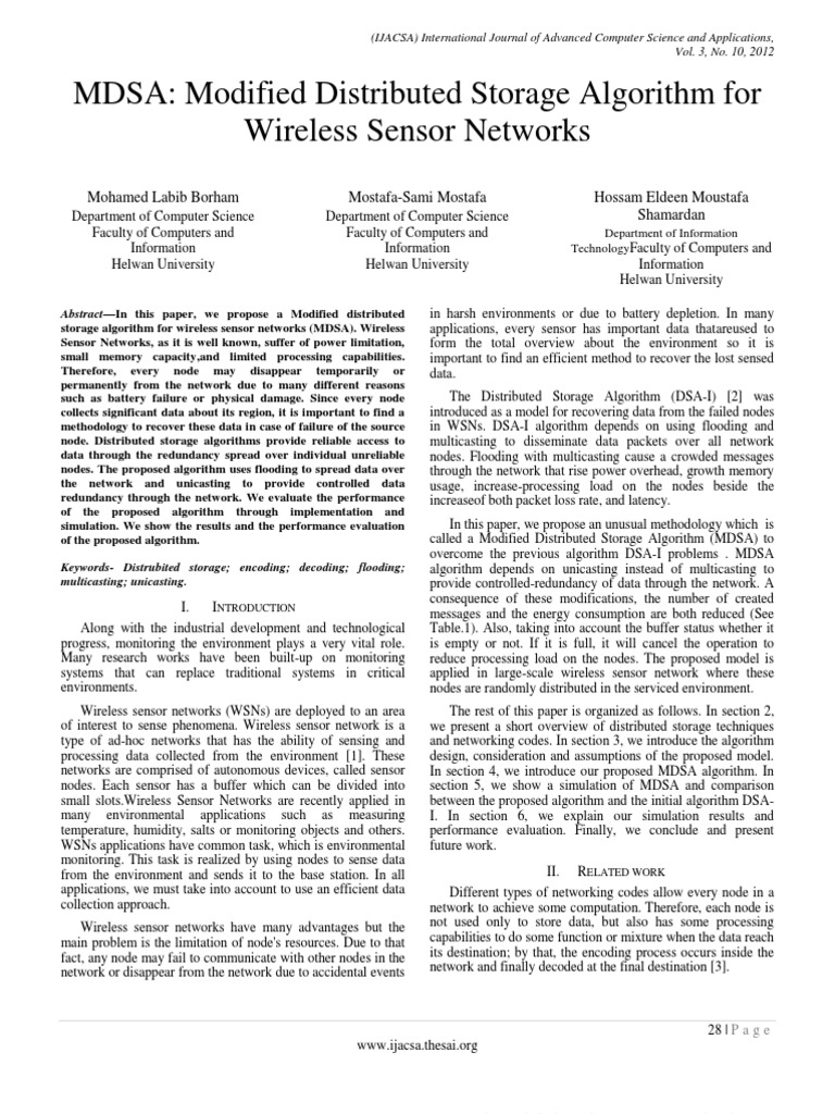 MDSA for Wireless Sensor Networks | PDF | Wireless Sensor Network | Computer Network