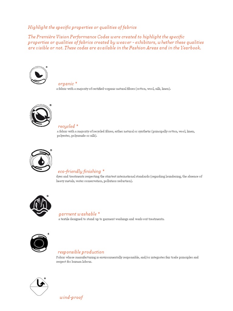 Fabric Performance Codes Overview | PDF | Textiles | Weaving