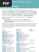 Country Adjectives & Demonyms Guide | PDF | Grammatical Gender | Plural