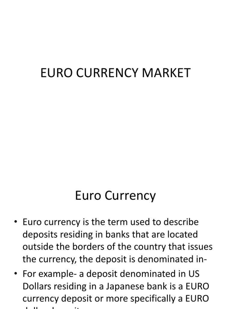 Euro Currency Market (Unit 1) | PDF | Bonds (Finance) | Banks