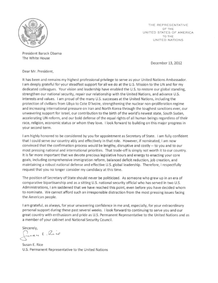Susan Rice Letter | PDF | Foreign Language Studies