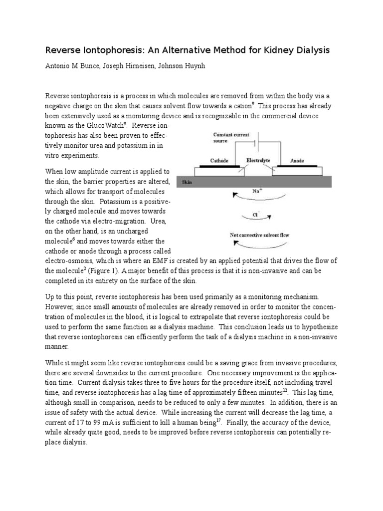 Reverse Iontophoresis for Dialysis Alternative | PDF | Hemodialysis ...