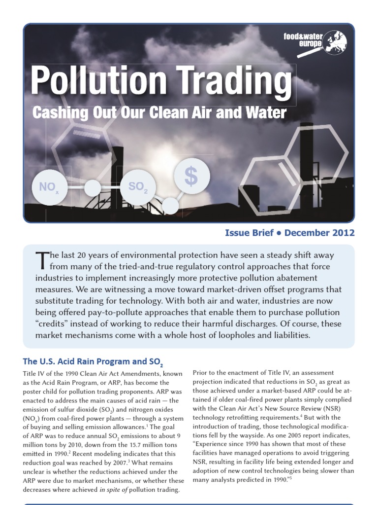 Pollution Trading: Cashing Out Our Clean Air and Water | PDF ...