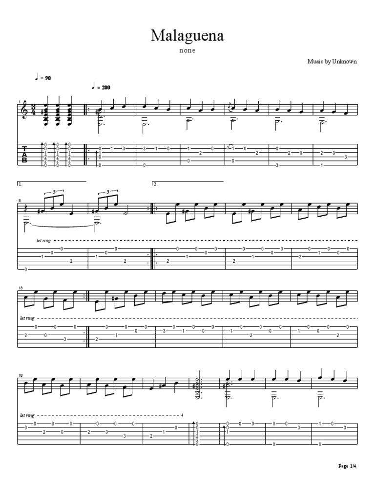 Malaguena guitar tab