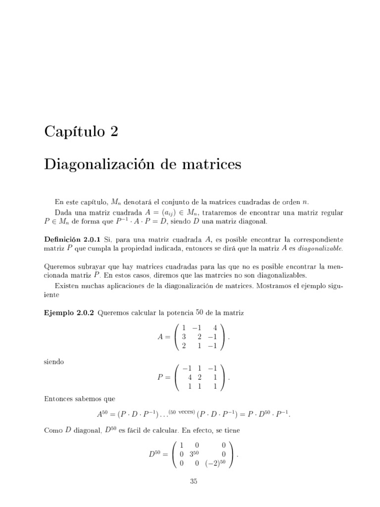 Diagonalización de Matrices 2x2 | PDF | Valores propios y vectores ...
