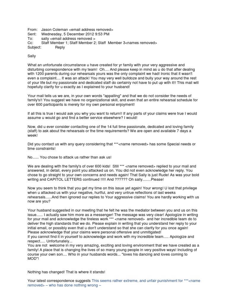 Jason Coleman Email Rant | PDF | Theatre | Leisure