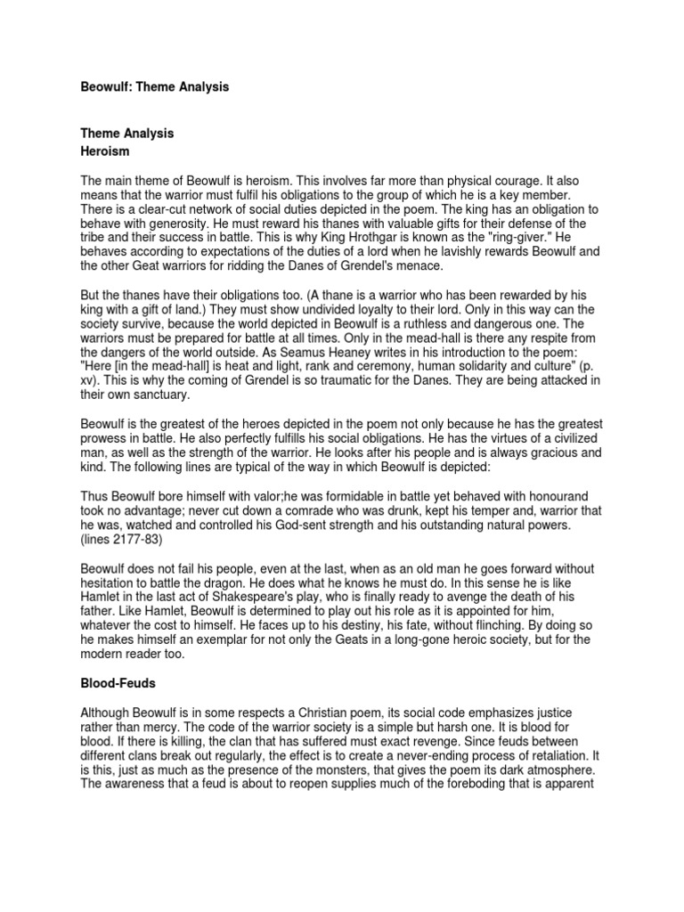 Beowulf: Theme Analysis | PDF | Divine Comedy | Beowulf