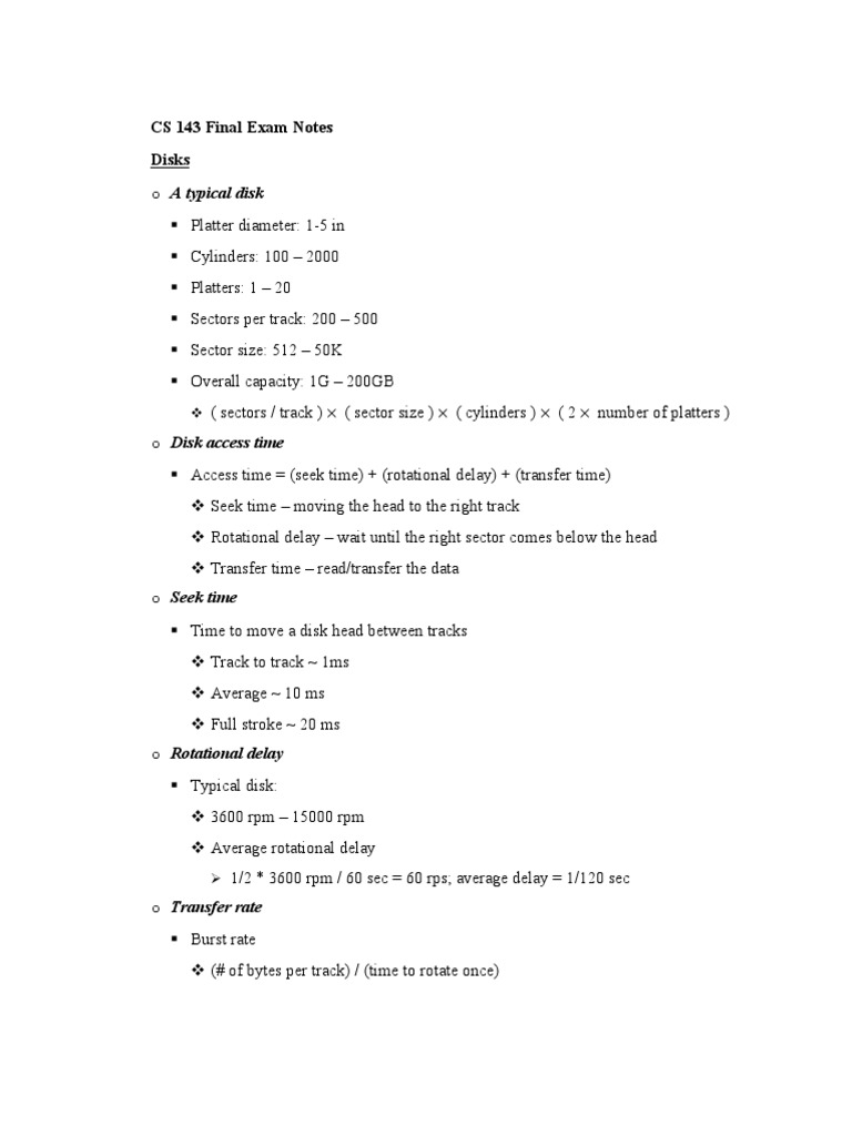 Exam Notes COA | PDF | Database Index | Database Transaction