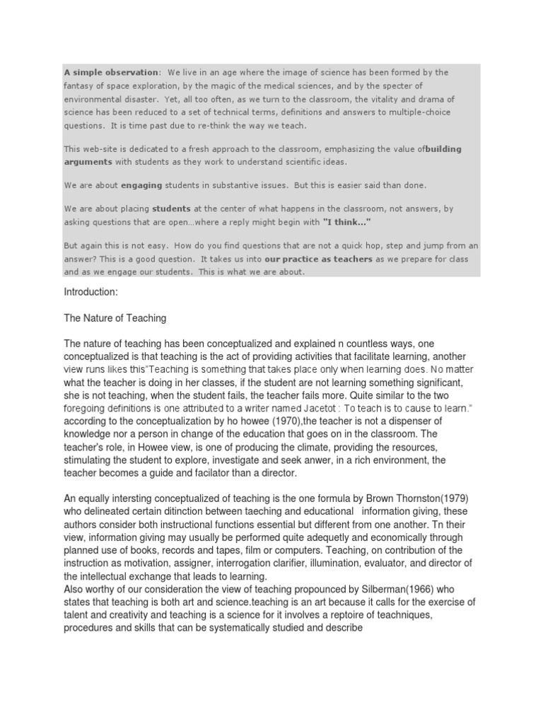 A Simple Observation | PDF | Profession | Teachers