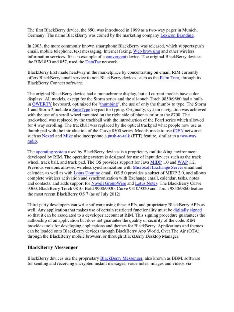 The First BlackBerry Device | PDF | Blackberry | Black Berry Limited
