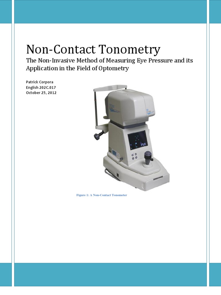 Non-Contact Tonometry | PDF | Glaucoma | Optometry