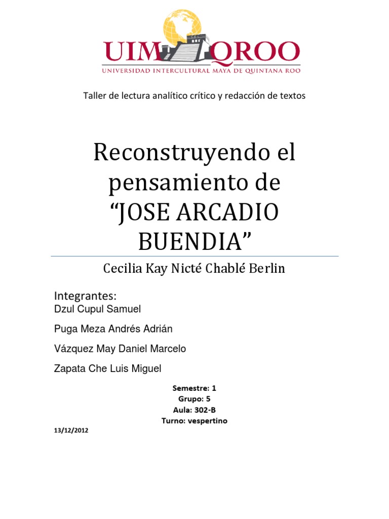 Construyendo El Pensamiento de José Arcadio Buendia | PDF