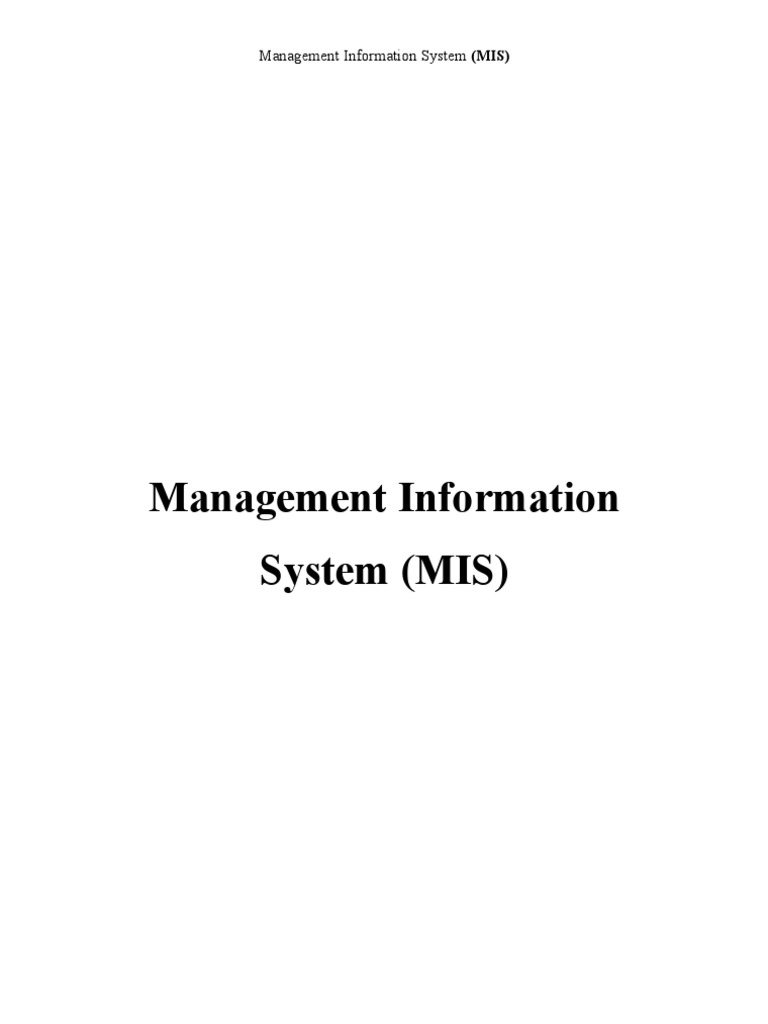 Management Information System (MIS) | PDF | Management Information ...