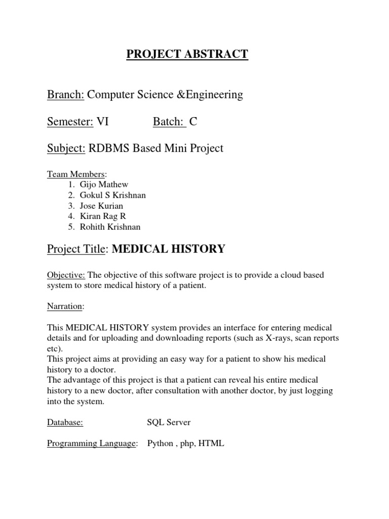 Cloud-Based Medical History System | PDF