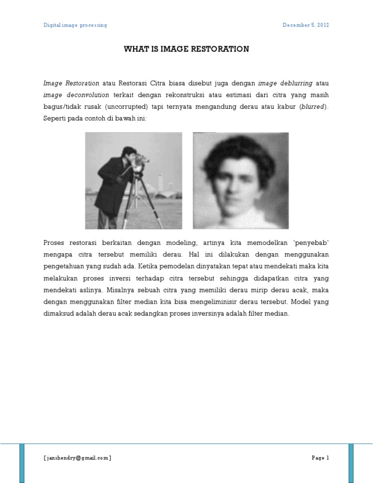 What Is Image Restoration | PDF