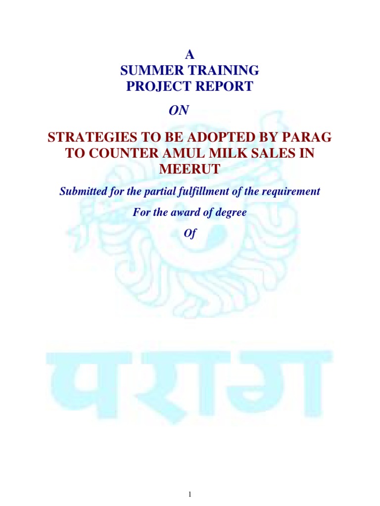 Parag Project On Parag Milk | PDF | Marketing Research | Dairy