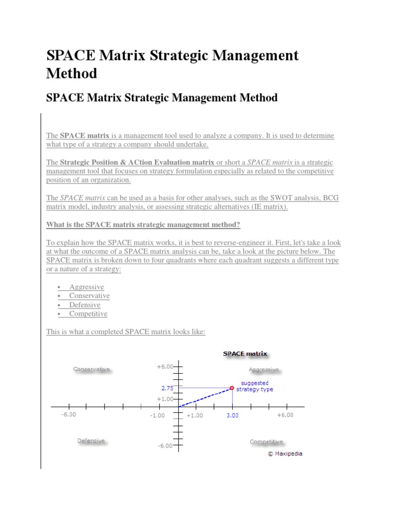 SPACE Matrix Strategic Management Method | PDF